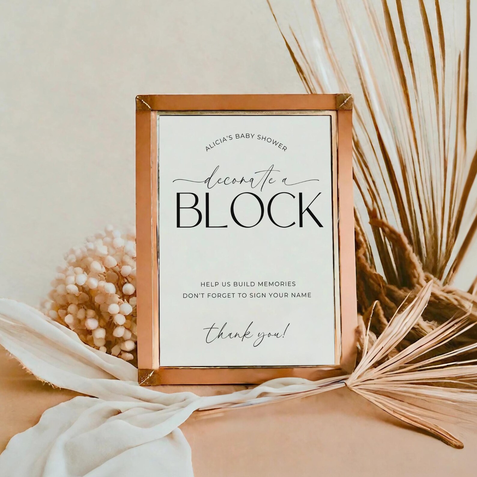 Decorate A Block for the Baby Sign, Baby Shower Activity, Baby Shower ...