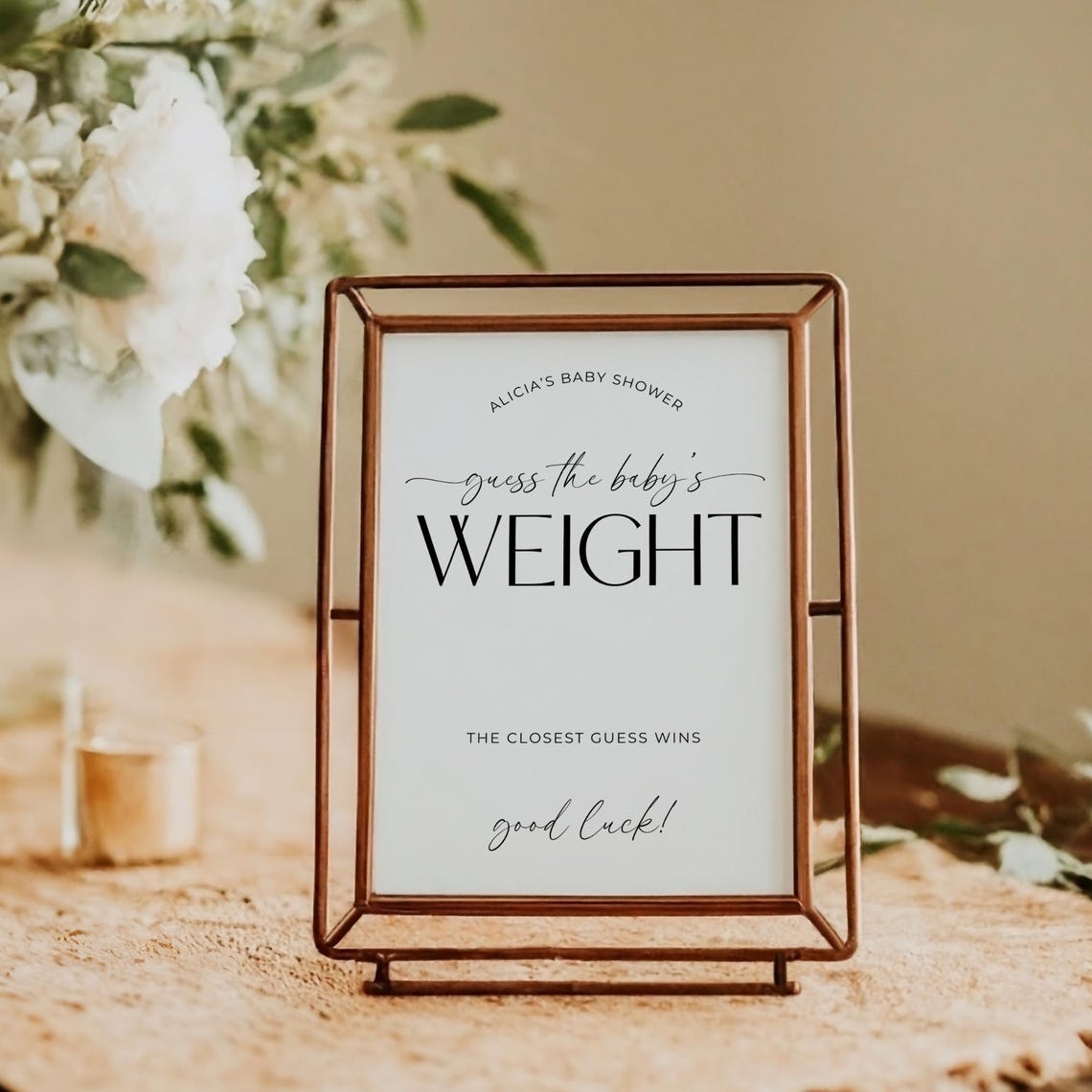 Baby Shower Game Guess the Weight, Prediction Baby Shower Game, Minimal ...