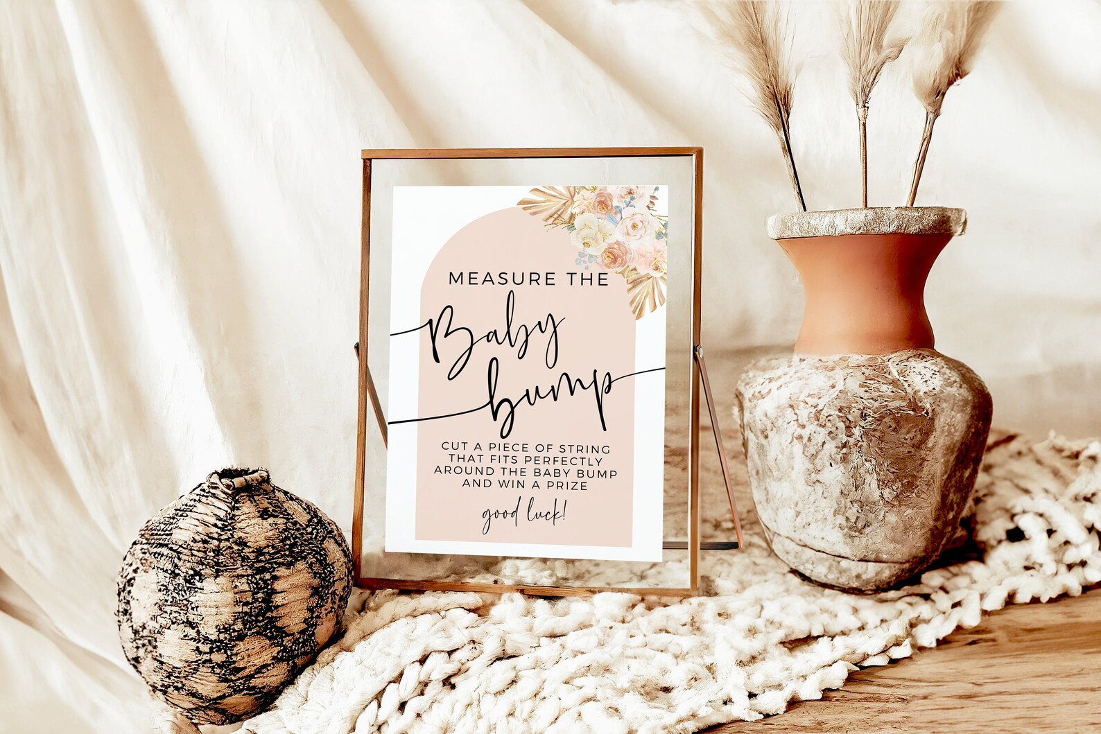 Measure the Baby Bump Baby Shower Game Printable Sign, Gender Neutral ...