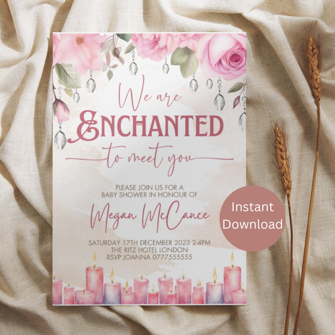 Enchanted to Meet You Baby Shower Invitation, Editable Invitation ...