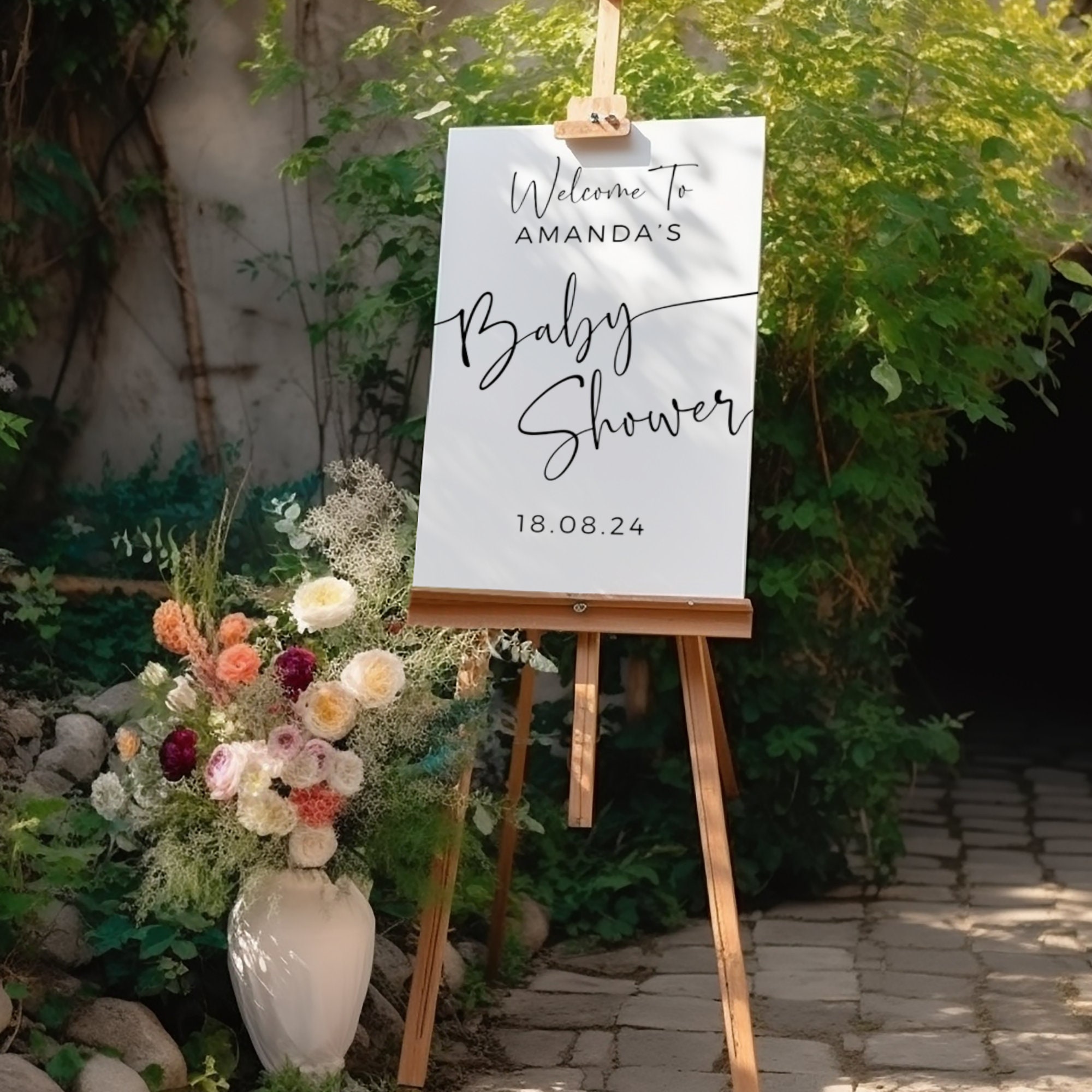 Signo de bienvenida para baby shower, plantilla editable, signo mínimo ...