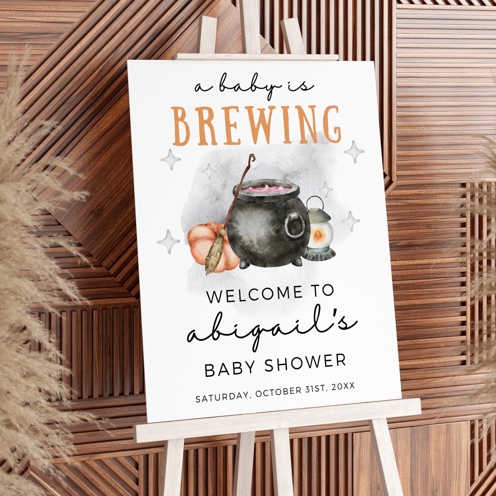 A Baby is Brewing Baby Shower Welcome Sign, Halloween Baby Shower ...