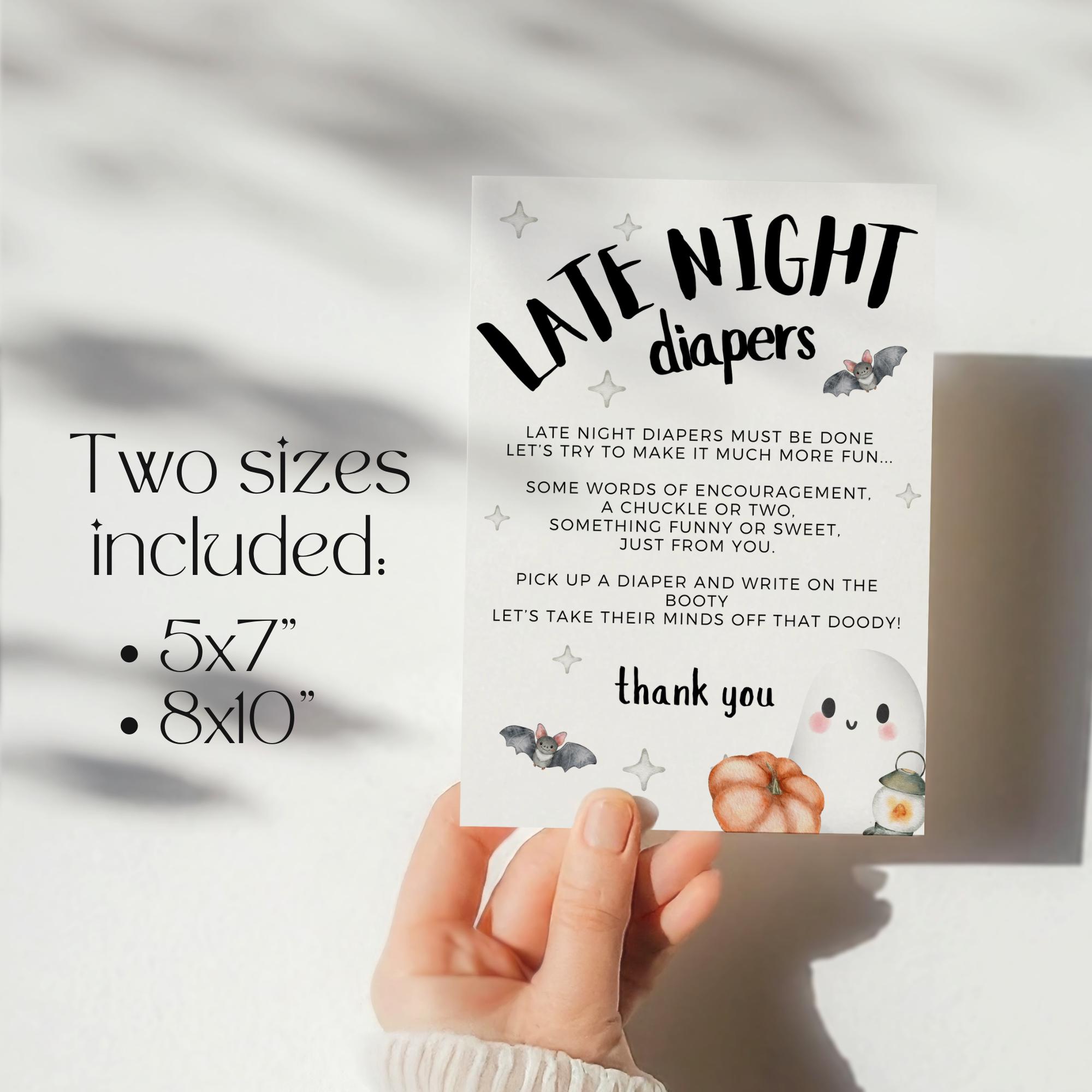 Late Night Diapers Baby Shower Sign, Diaper Signing Game, Words for Wee ...