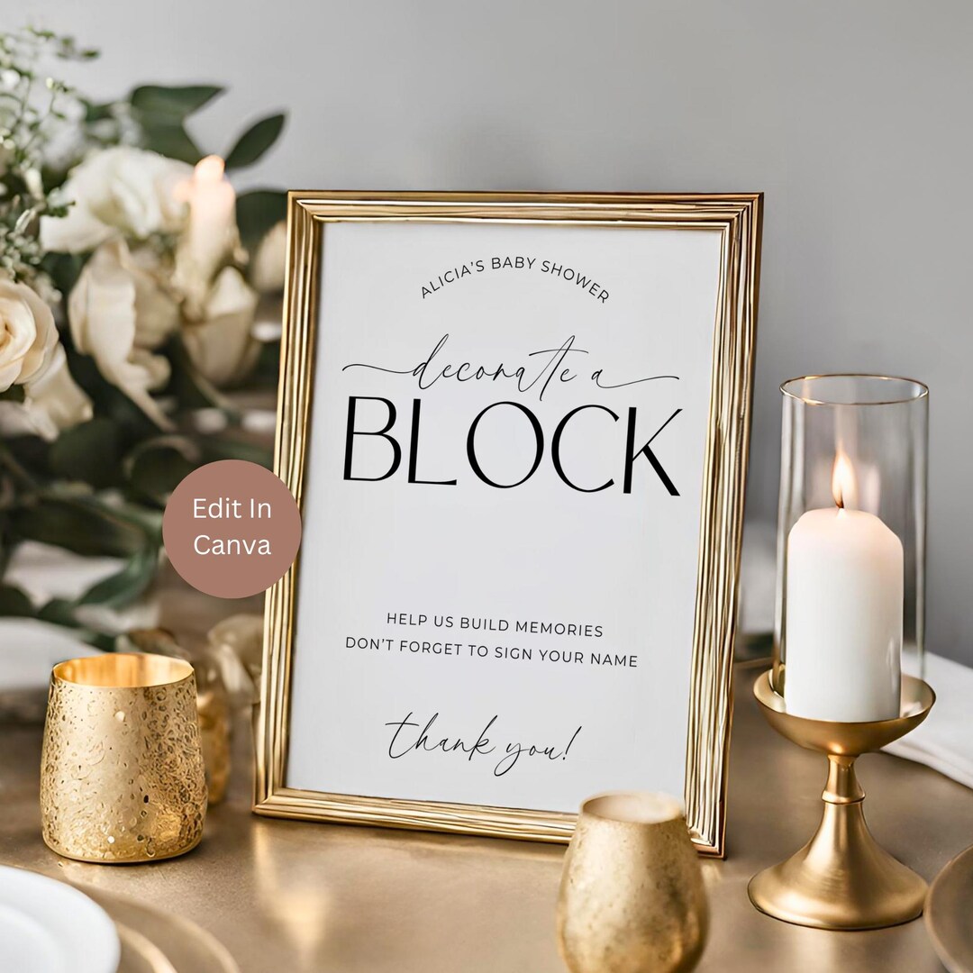 Decorate A Block for the Baby Sign, Baby Shower Activity, Baby Shower ...