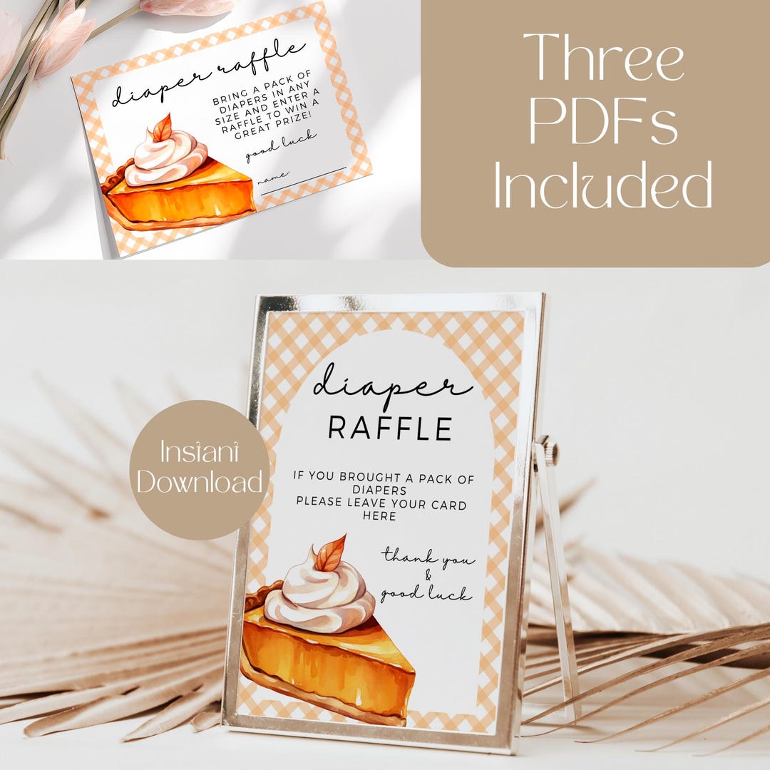 A Little Cutie Pie is on the Way Baby Shower Diaper Raffle Sign and ...