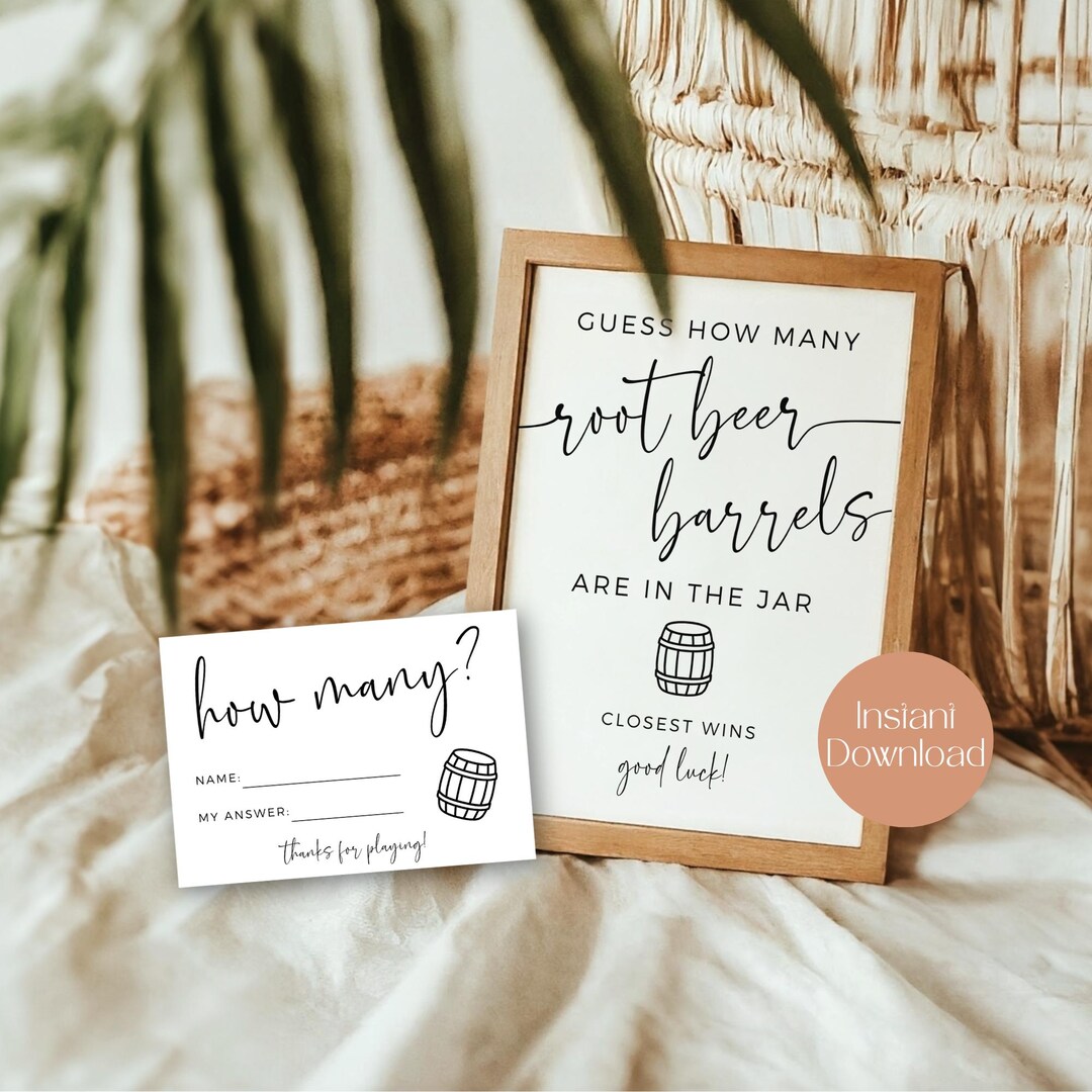 Guess How Many Root Beer Barrels Baby Shower Game, Minimalist Printable ...