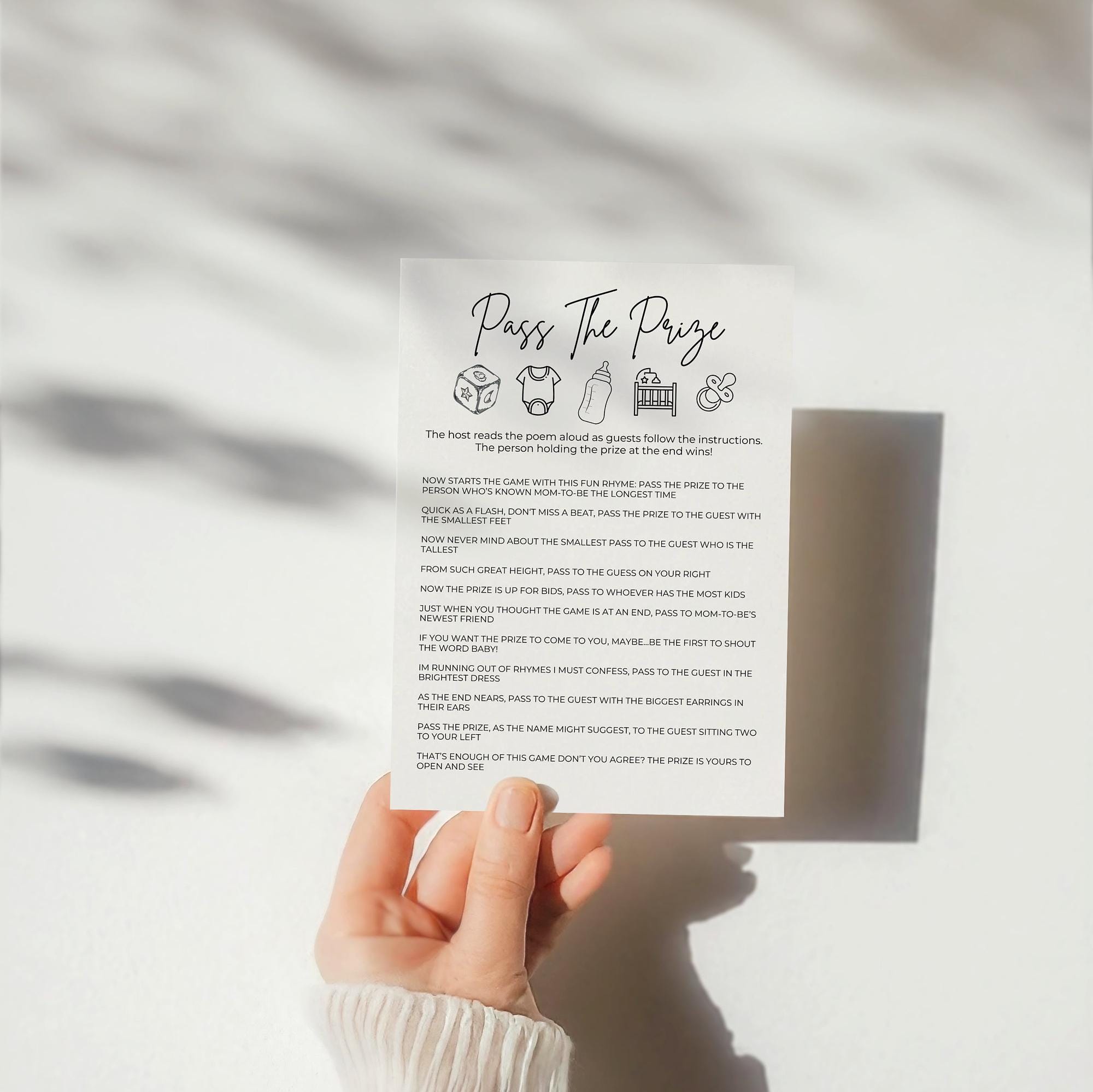 Rhyme Game, Boy Baby Shower, Gift Passing Poem, Baby Shower Activity ...