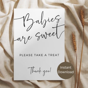 Babies Are Sweet Sign, Thank You Sign, Printable Favor Sign, Baby ...