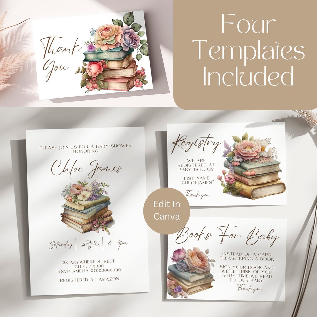 Book Baby Shower Invitation, Storybook Baby Shower Invitation Editable ...