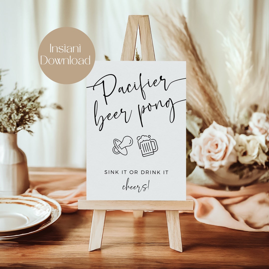 Pacifier Beer Pong Game, Minimal Baby Shower Game, Baby Shower Activity ...