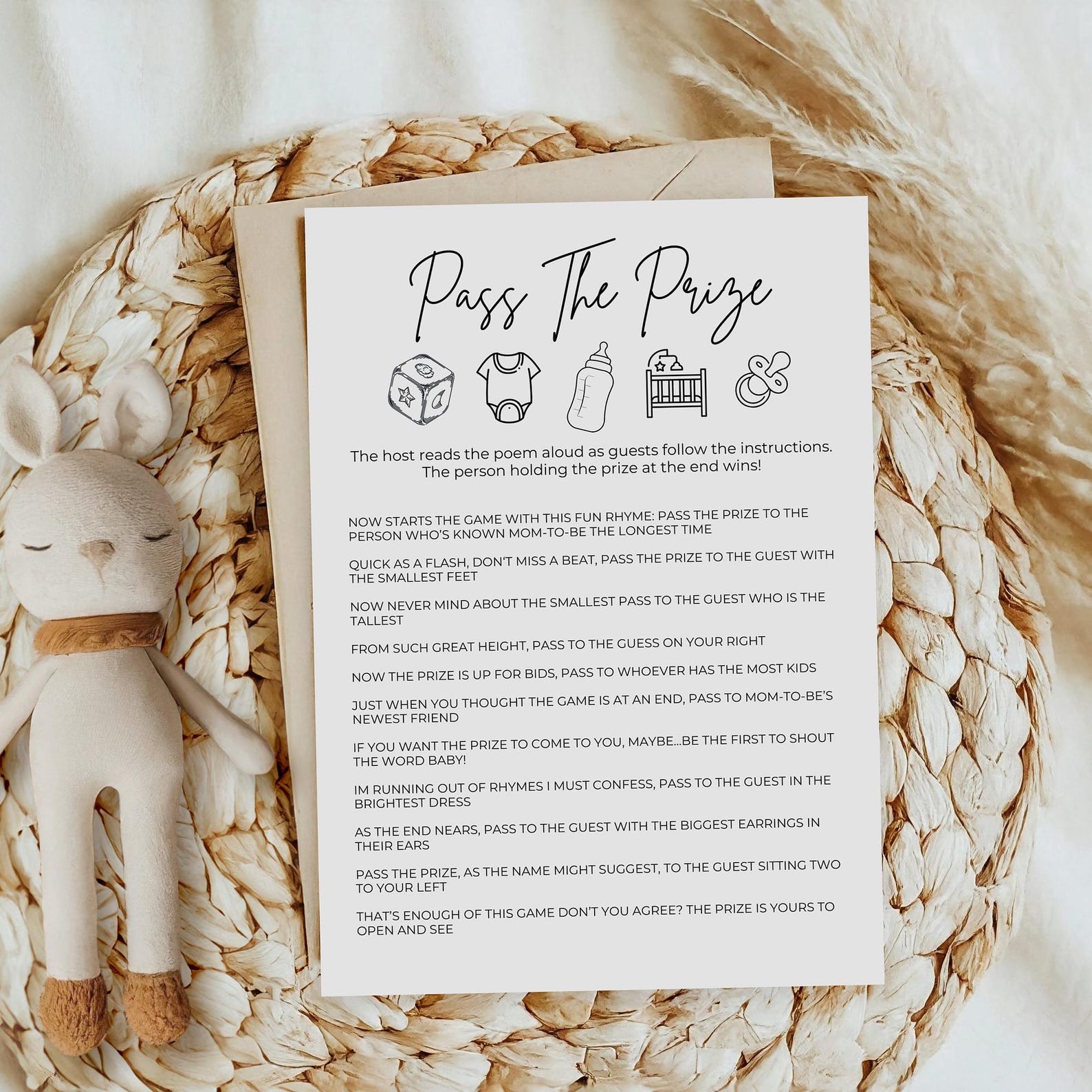 Rhyme Game, Boy Baby Shower, Gift Passing Poem, Baby Shower Activity ...