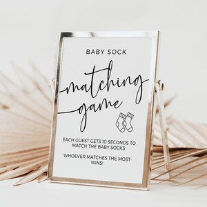 Baby Sock Matching Game Sign, Baby Shower Activity, Baby Shower Game ...