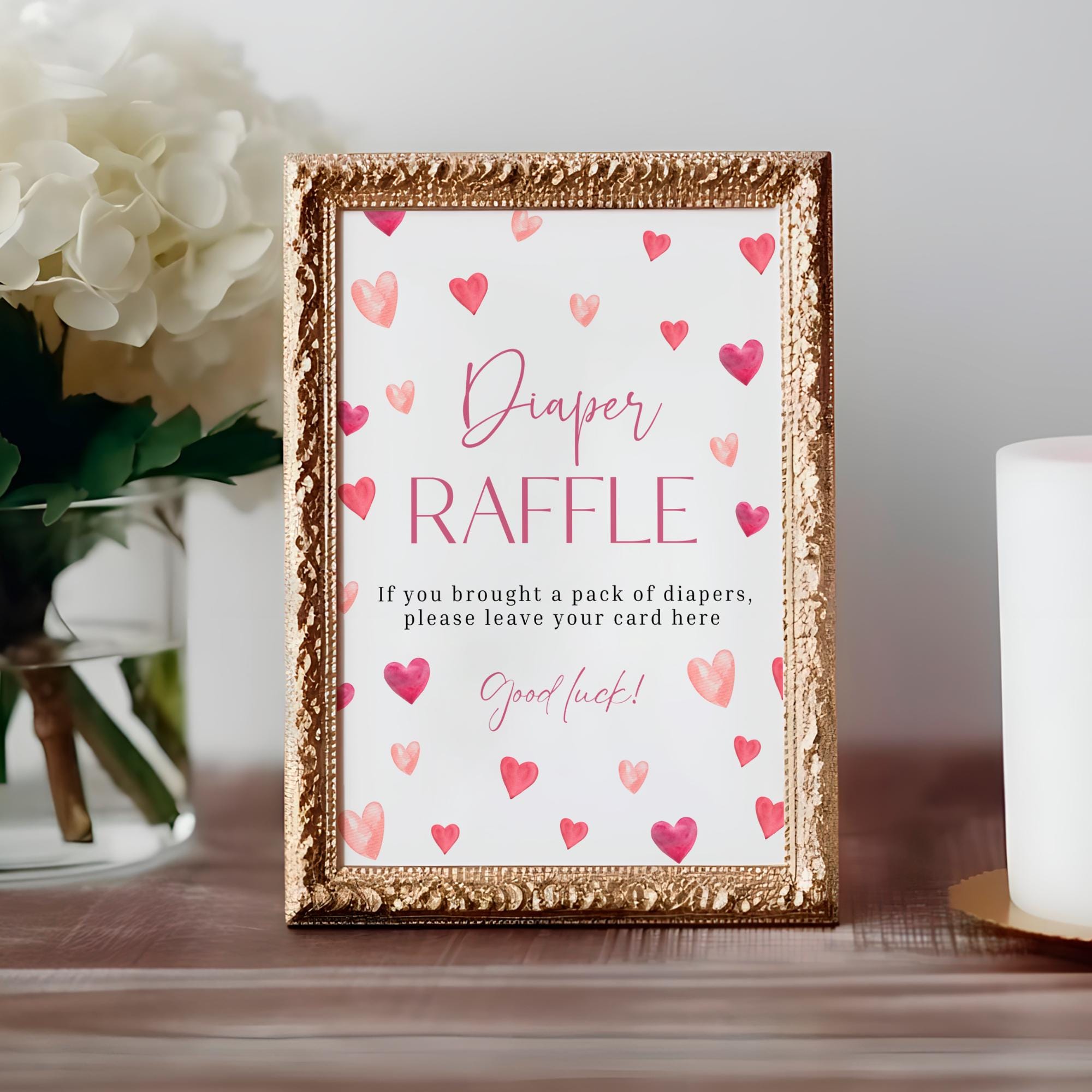 Little Sweetheart Baby Shower Diaper Raffle Sign and Raffle Ticket ...