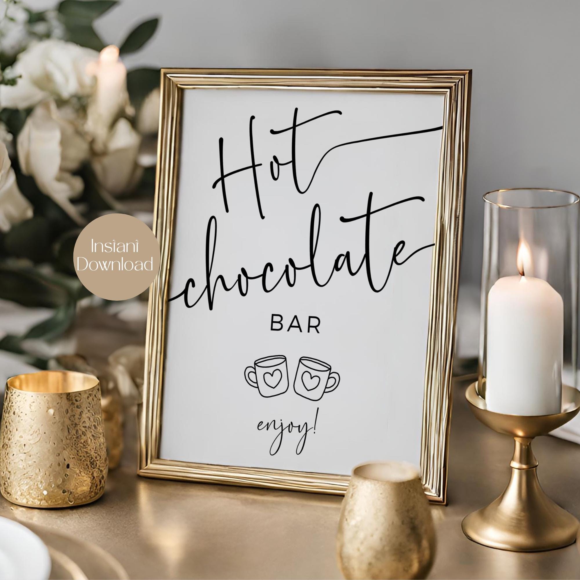 Hot Chocolate Bar Sign, Hot Cocoa Bar Sign, Minimal Baby Shower Decor ...