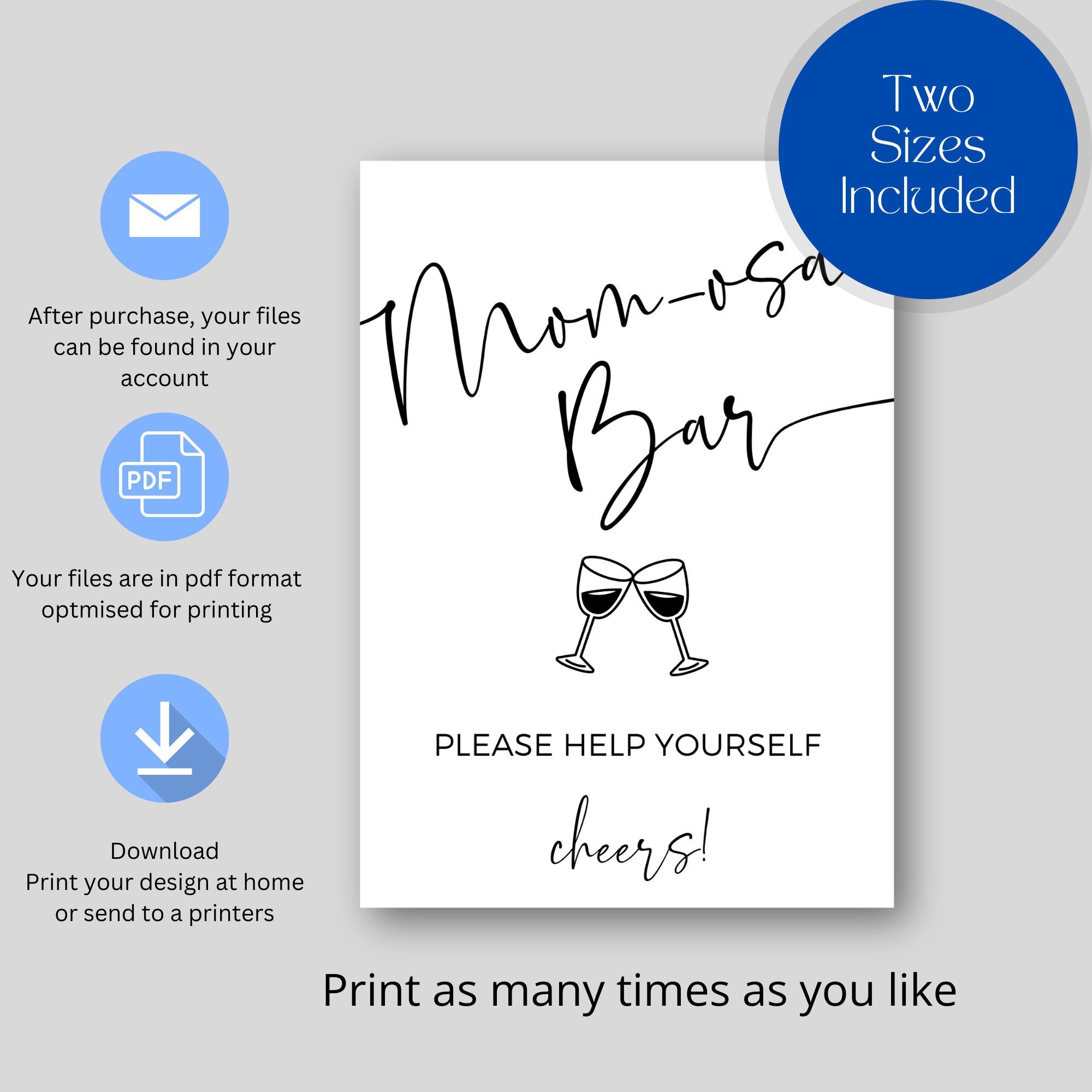 Mom-osa Bar Sign, Baby Shower Bar Sign, Baby Shower Drinks Sign ...