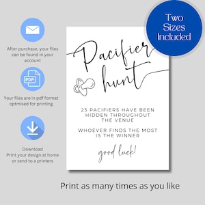 Pacifier Hunt Game, Baby Shower Game, Baby Shower Activity, Baby Shower ...