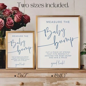Measure the Baby Bump Baby Shower Game Printable Sign, Blue Baby Bump ...