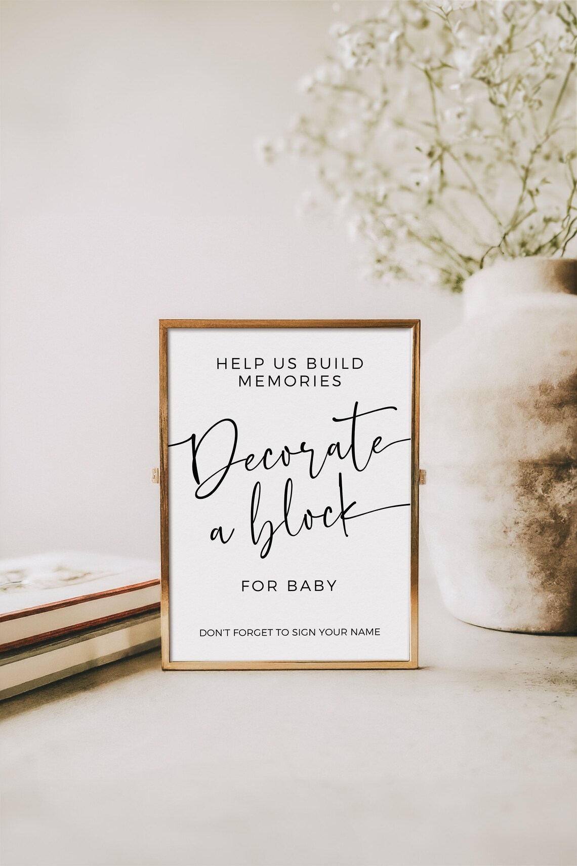 Decorate A Block for the Baby Sign, Baby Shower Activity, Baby Shower ...