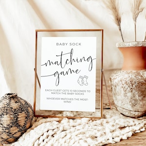 Baby Sock Matching Game Sign, Baby Shower Activity, Baby Shower Game ...