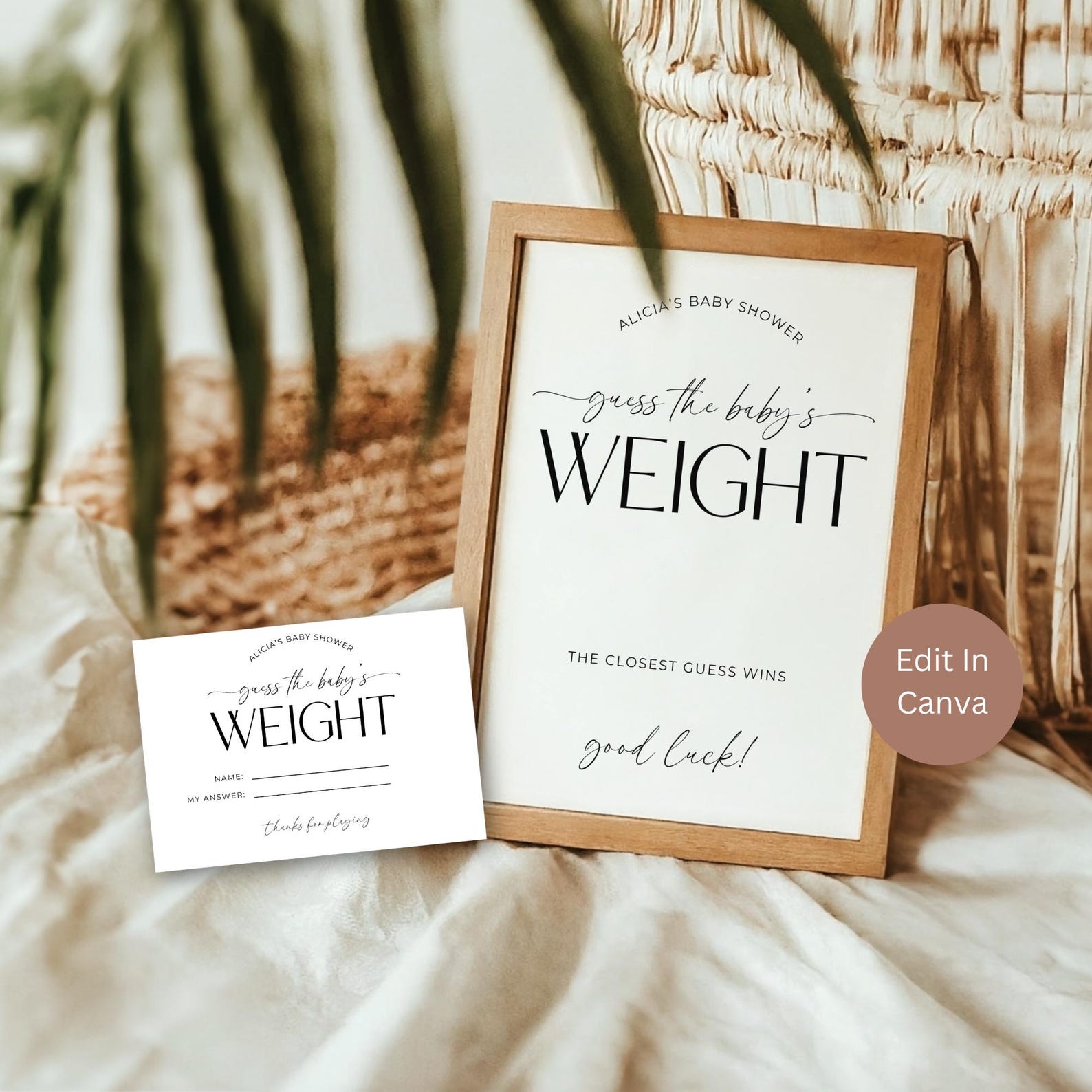 Baby Shower Game Guess the Weight, Prediction Baby Shower Game, Minimal ...