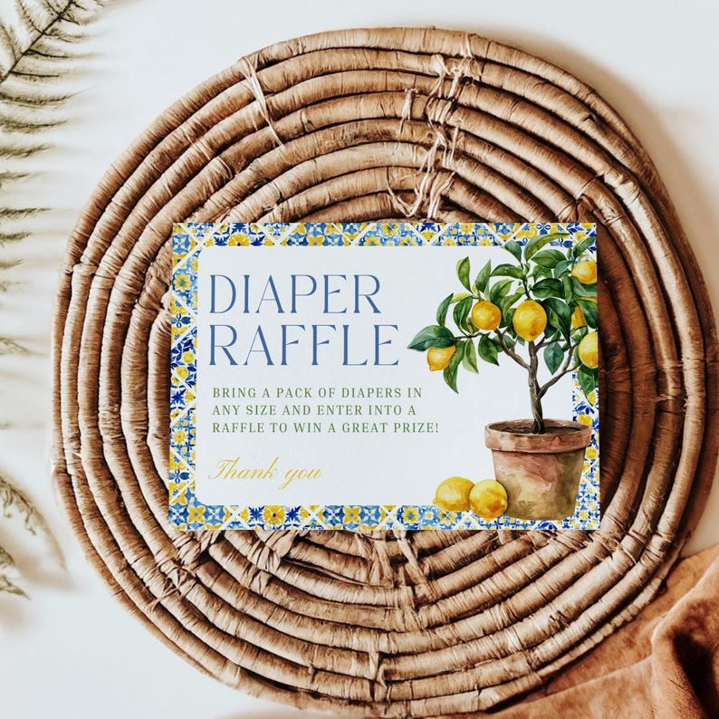 Mediterranean Tile Baby Shower Diaper Raffle Sign and Raffle Ticket ...