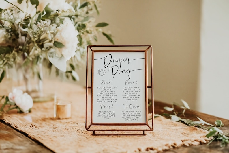 Minimal Diaper Pong Baby Shower Game, Gender Neutral Baby Shower ...