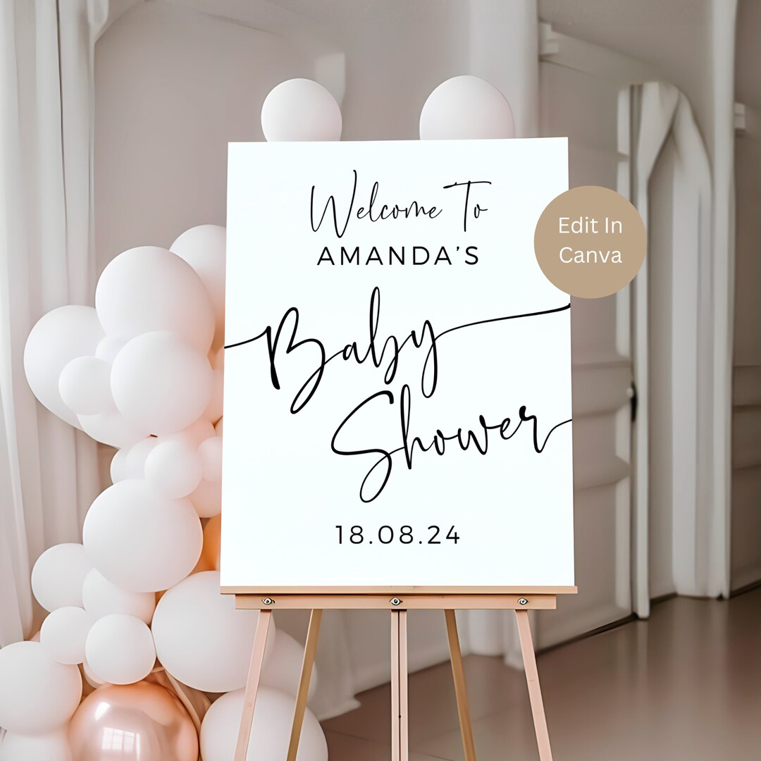 Signo de bienvenida para baby shower, plantilla editable, signo mínimo ...