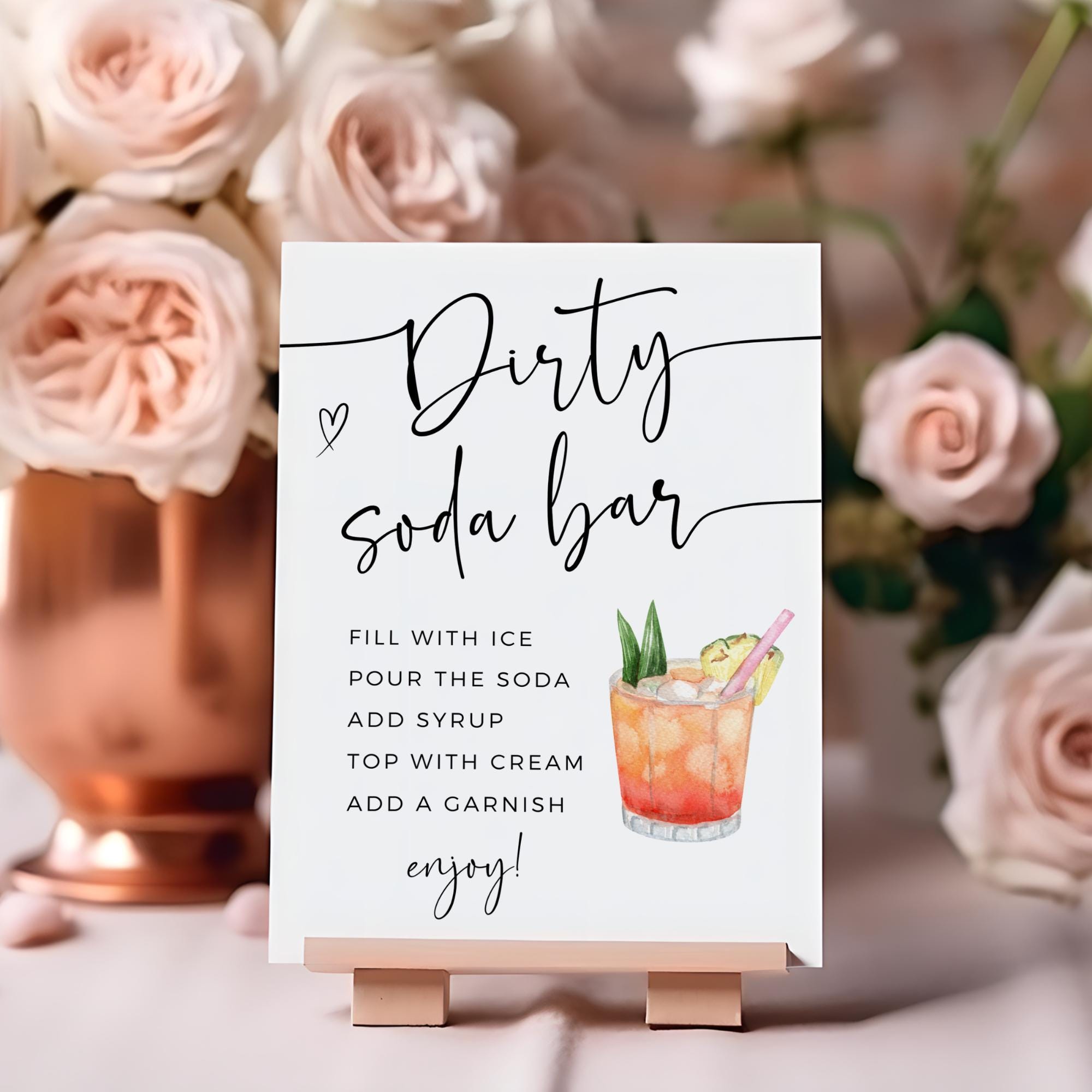 Dirty Soda Bar Sign, Printable, Non-alcoholic Soda Bar, Instant ...