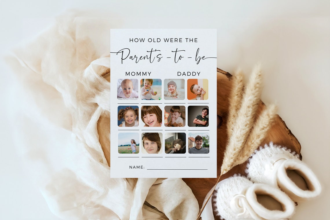 Guess the Parents Age Baby Shower Game, How Old Were They, Baby Shower ...