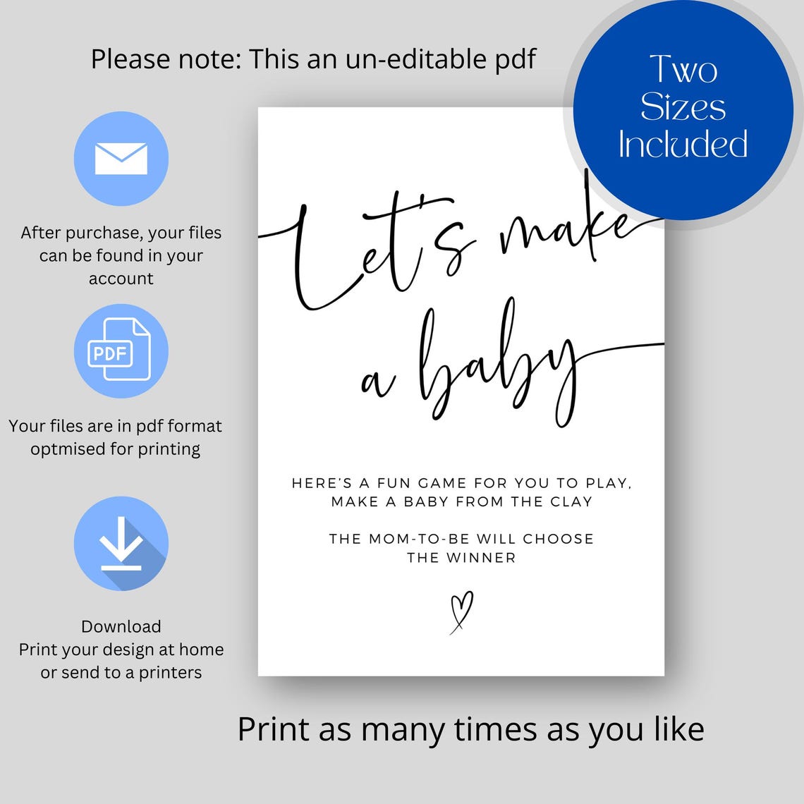 Let's Make a Baby Game, Printable Baby Shower Game Sign, Instant ...