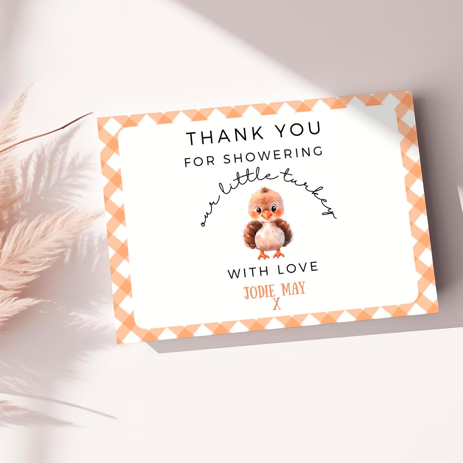 A Little Turkey Baby Shower Thank You Card, Thanksgiving Baby Shower ...