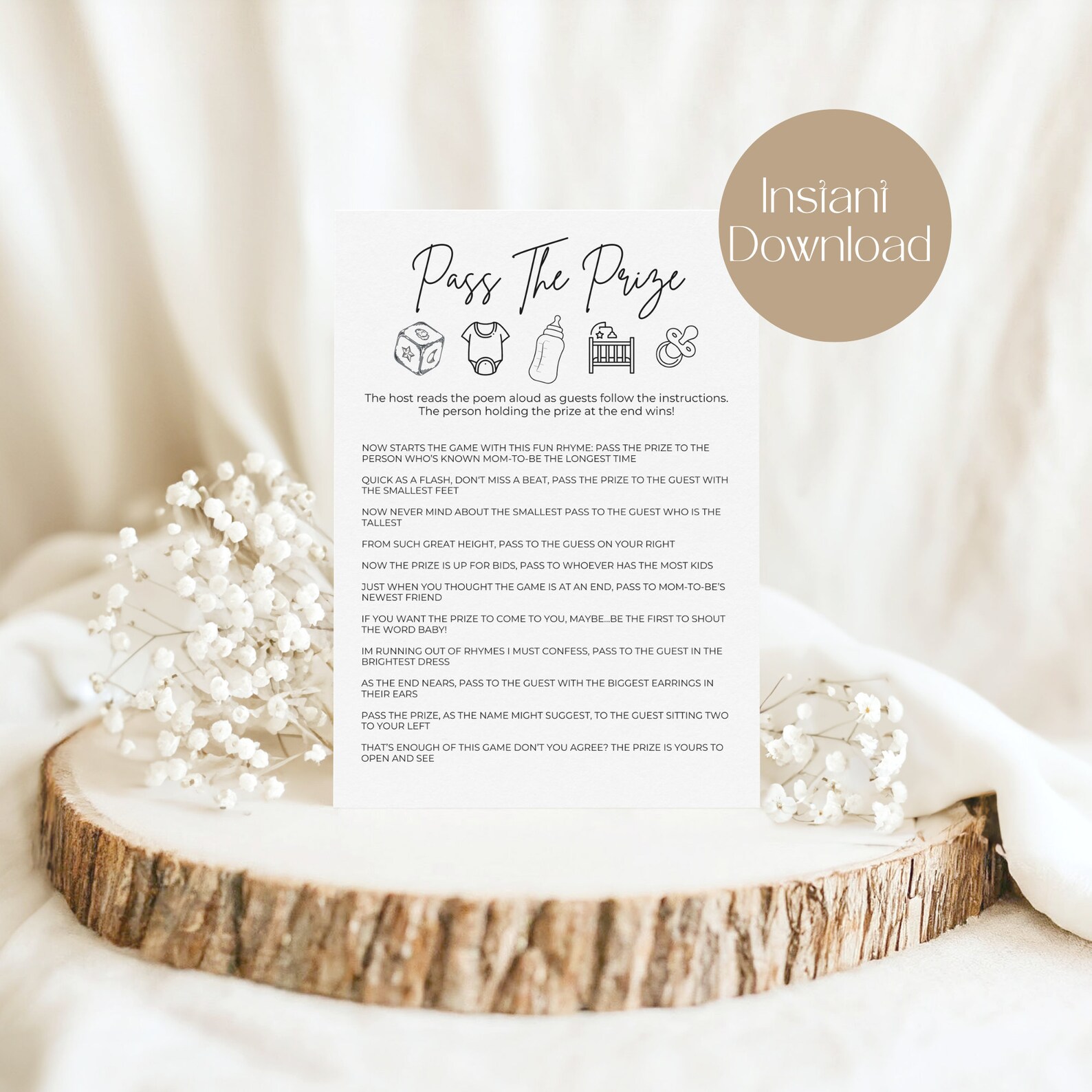 Rhyme Game, Boy Baby Shower, Gift Passing Poem, Baby Shower Activity ...