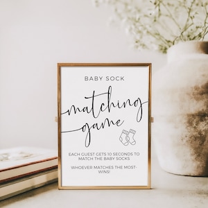 Baby Sock Matching Game Sign, Baby Shower Activity, Baby Shower Game ...