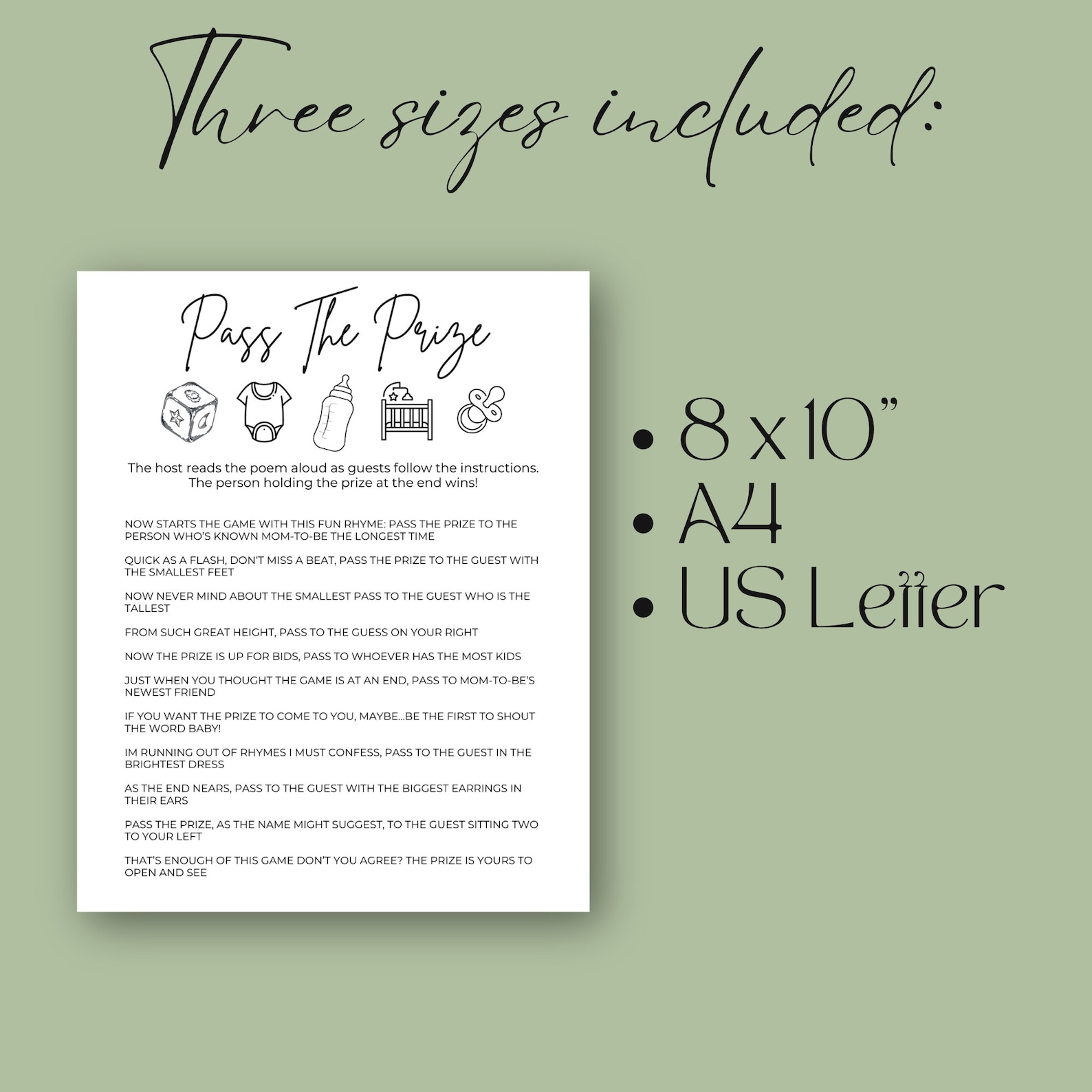 Rhyme Game, Boy Baby Shower, Gift Passing Poem, Baby Shower Activity ...