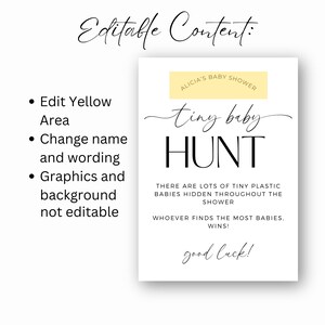 Tiny Baby Hunt Game Sign, Find the Babies, Baby Shower Game Sign ...
