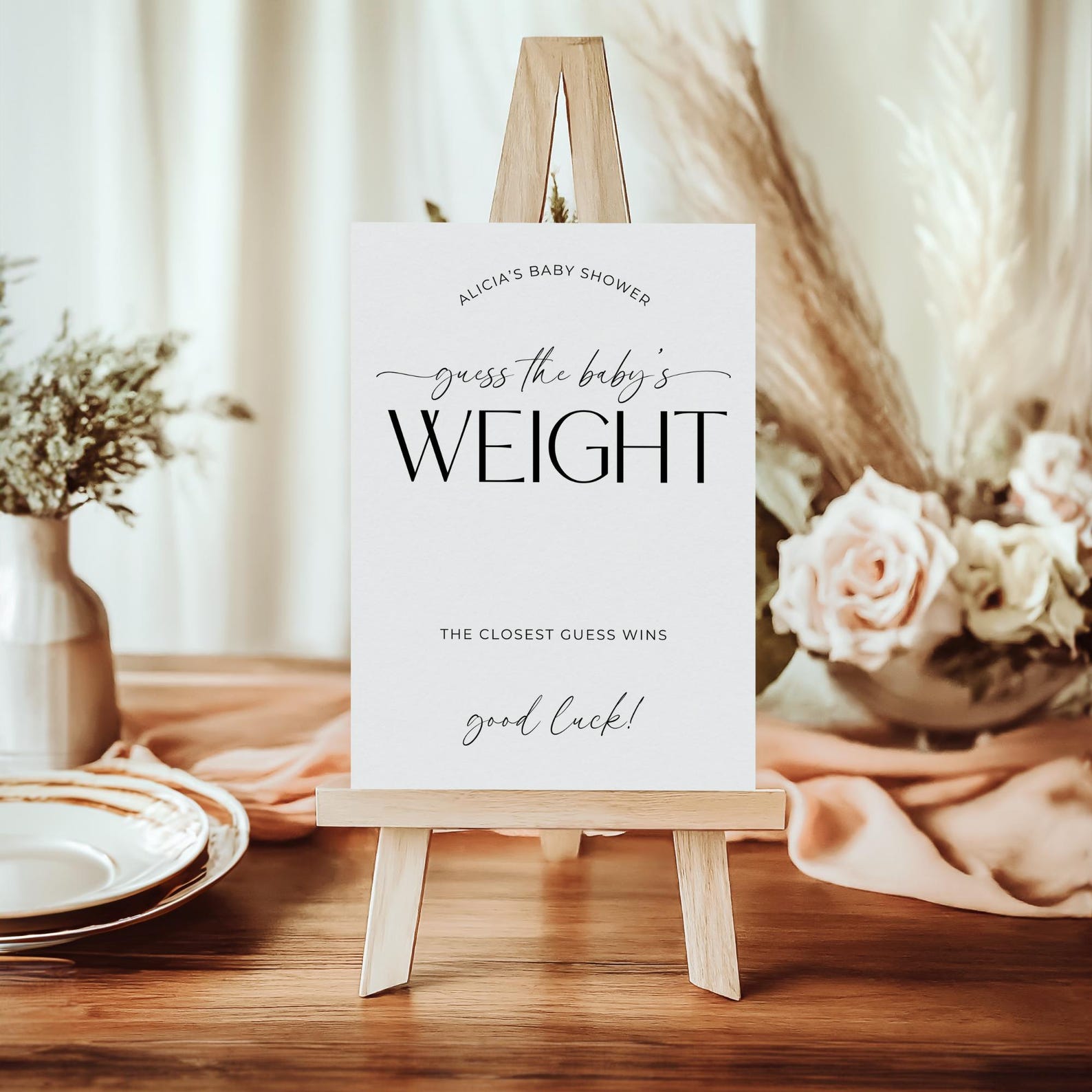 Baby Shower Game Guess the Weight, Prediction Baby Shower Game, Minimal ...