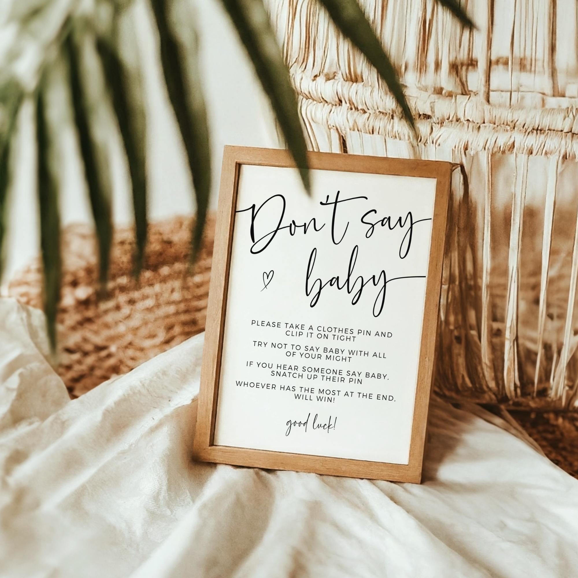 Dont Say Baby Sign Game Printable, Baby Shower Game Sign, Instant ...