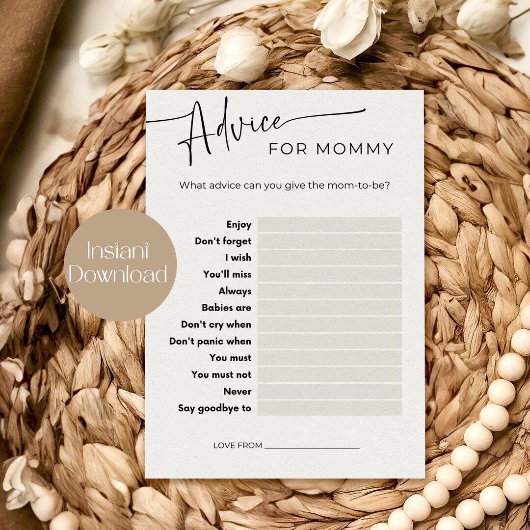 Advice for Mommy to Be Baby Shower Game, Minimal Baby Shower Game ...