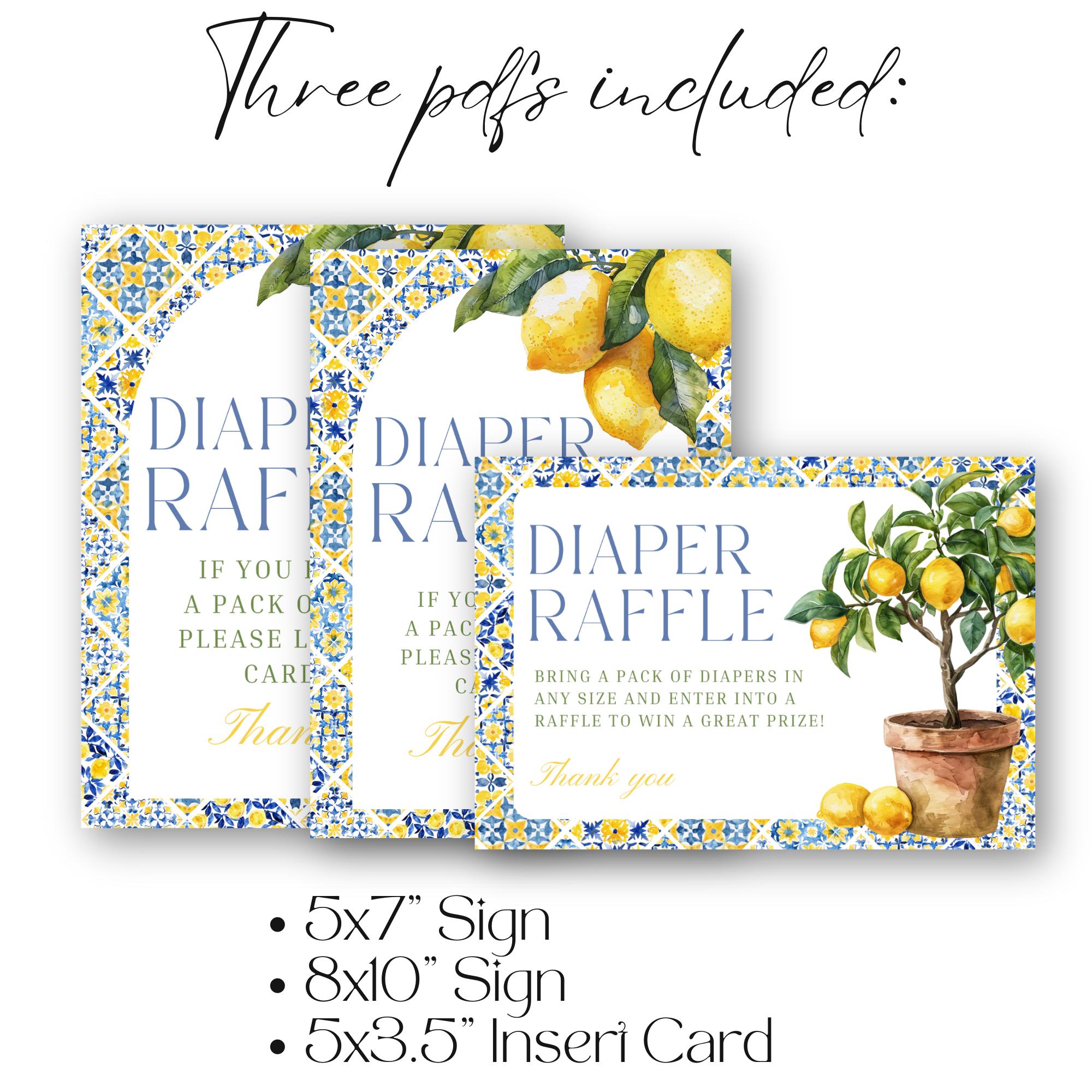 Mediterranean Tile Baby Shower Diaper Raffle Sign and Raffle Ticket ...