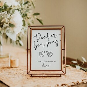 Pacifier Beer Pong Game, Minimal Baby Shower Game, Baby Shower Activity ...