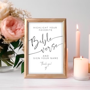 Highlight Bible Verse Baby Shower Guest Book Sign, Gender Neutral Sign ...