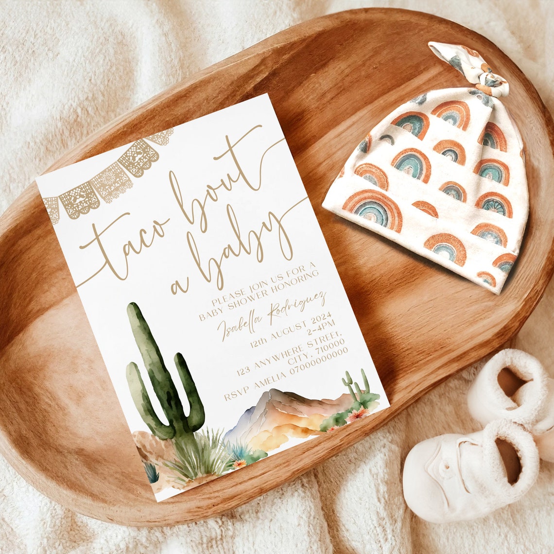 Taco Bout A Baby Baby Shower Invitation Boho, Taco Cactus Baby Shower ...