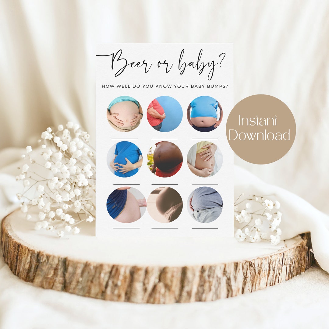 Baby Shower Beer or Baby Game, Baby Bump or Beer Belly, Guess the Bump ...