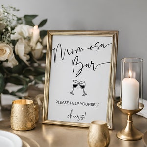 Mom-osa Bar Sign, Baby Shower Bar Sign, Baby Shower Drinks Sign ...
