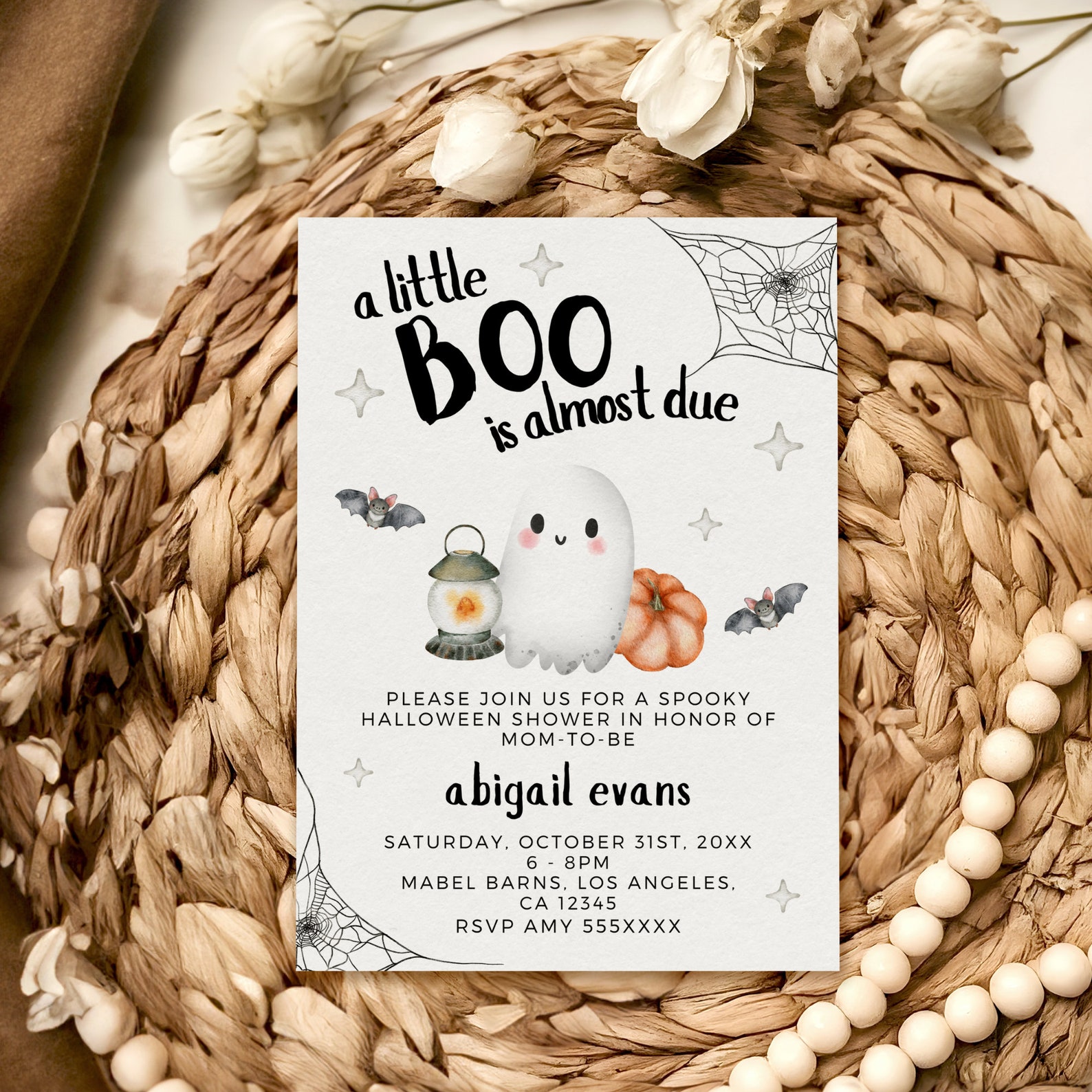 A Little Boo is Almost Due Baby Shower Invitation, Halloween Baby ...