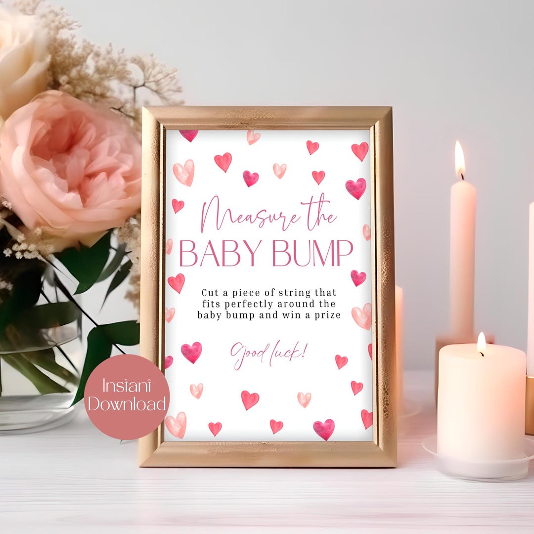 Measure the Baby Bump Baby Shower Game Printable Sign, Little ...