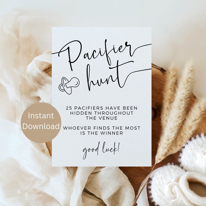 Pacifier Hunt Game, Baby Shower Game, Baby Shower Activity, Baby Shower ...