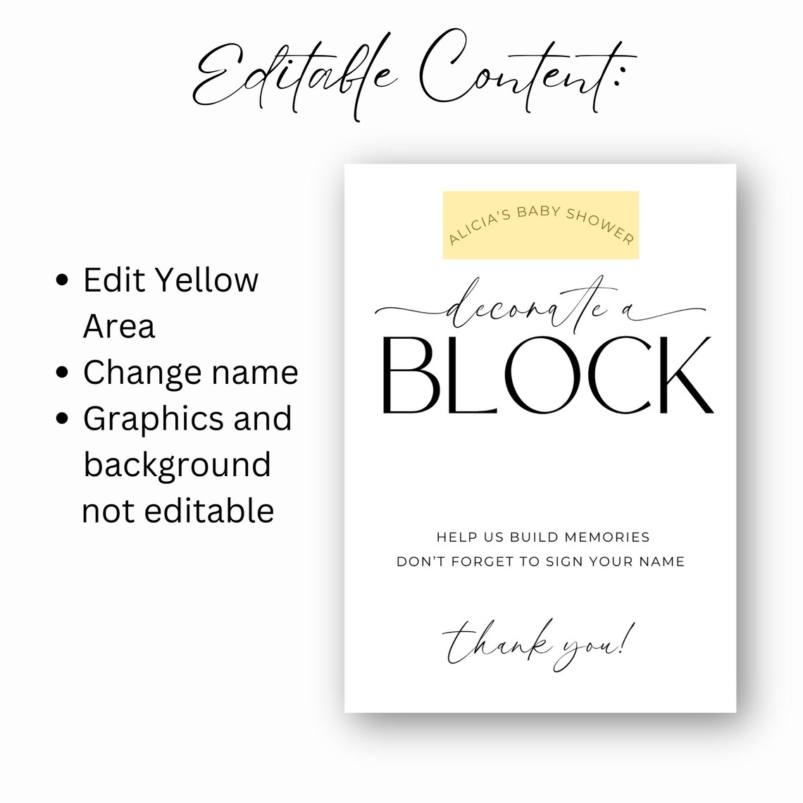 Decorate A Block for the Baby Sign, Baby Shower Activity, Baby Shower ...