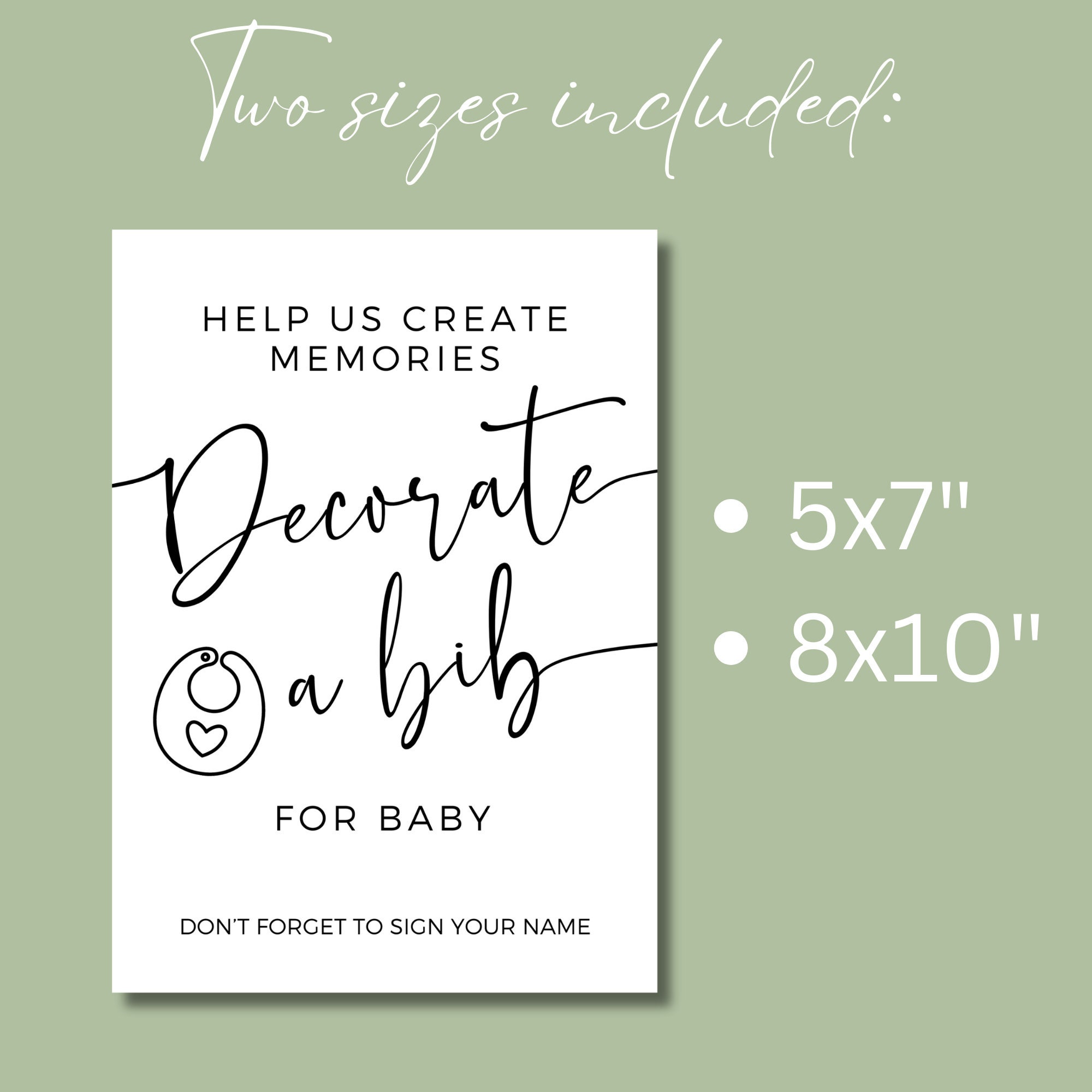 Bib Decorating Station Printable Sign, Decorate A Bib for Baby ...