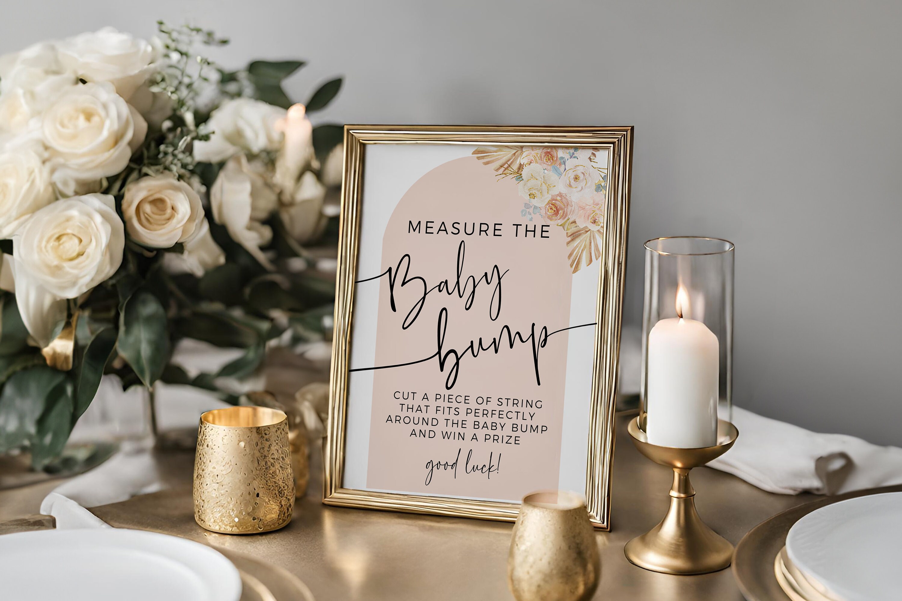 Measure the Baby Bump Baby Shower Game Printable Sign, Gender Neutral ...